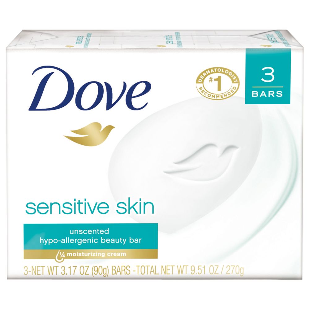 Dove Bar Soap 3 Pk 3.17 Oz Sensitive Skin 12 pack - at - socksinbulk ...