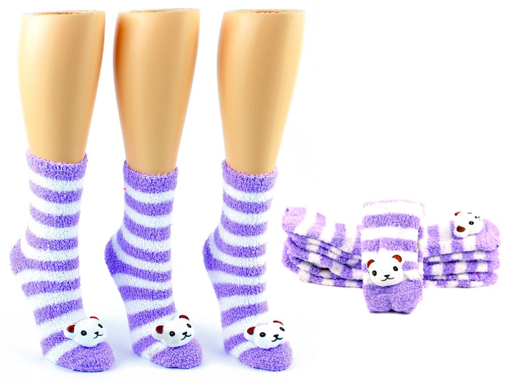 Women's Fuzzy Ankle Socks With 3-D Cat - Size 9-11 24 pack - at ...