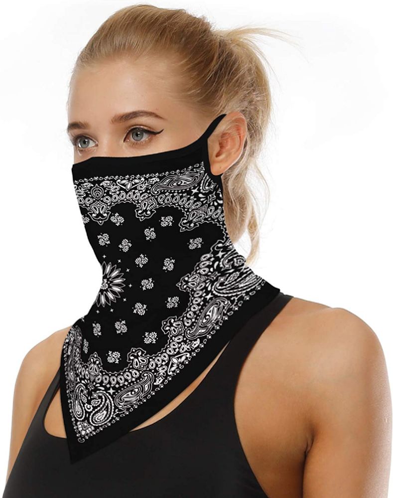 Assorted Printed Neck Gaiter Scarf Shield Bandana With Ear Loops Face